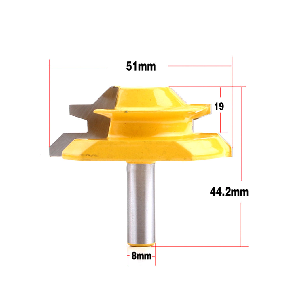 1PC 8mm Shank Medium Lock Miter Router Bit - 45 Degree - 3/4" Stock ...