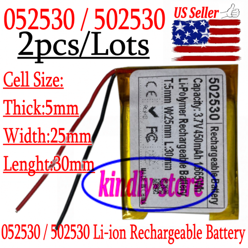 450mAh 502530 052530 Li-ion Battery 450mAh Digi DIY MP3 GPS LED Repair ...