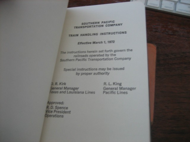 Southern Pacific Train Handling Instructions - 3/1/1972 | eBay