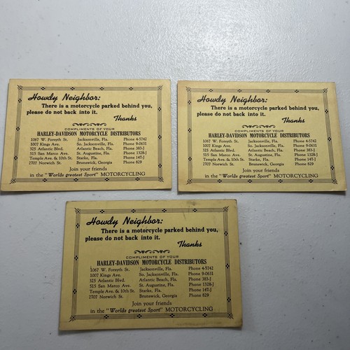 Vintage Unique Harley Davidson Cards 1920s? “Howdy Neighbor “ | eBay