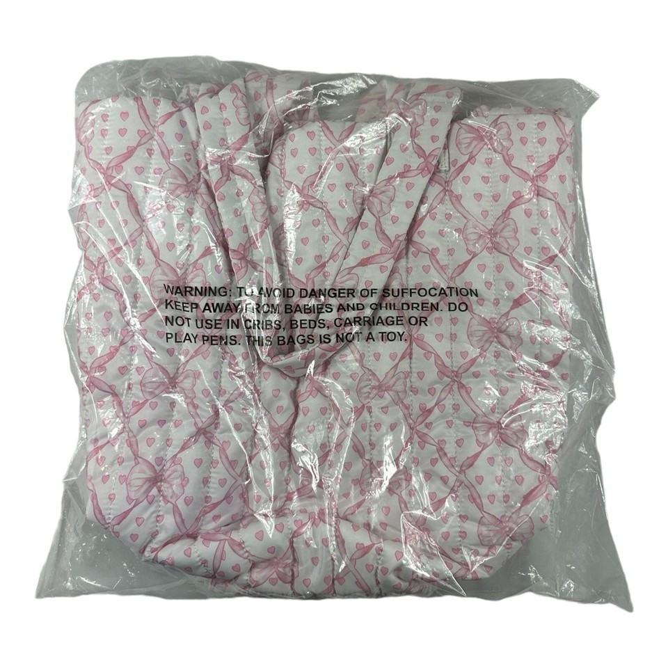 New Roller Rabbit X LoveShackFancy Baby Bow Hearts Large Quilted Tote ...