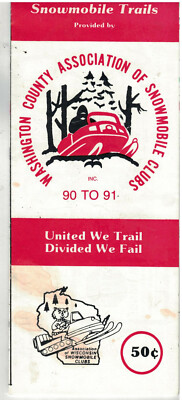 1990 Washington County Wisconisn Map of Snowmobile Trails | eBay