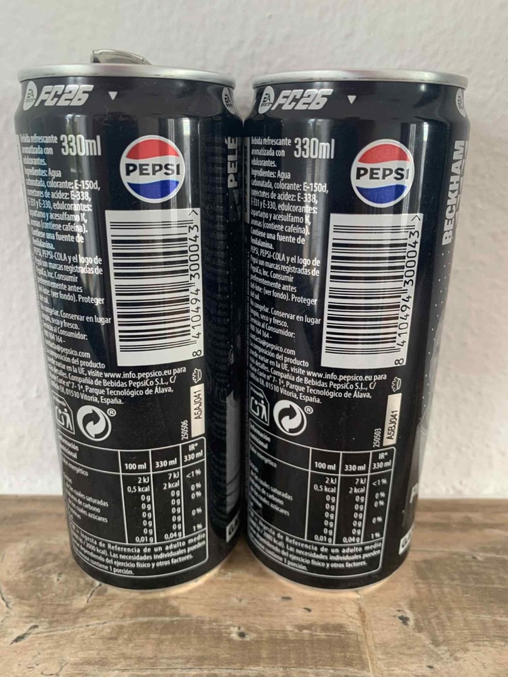 2 PELE, DAVID BECKHAM Football Soccer PEPSI Cola Cans from SPAIN (330ml ...