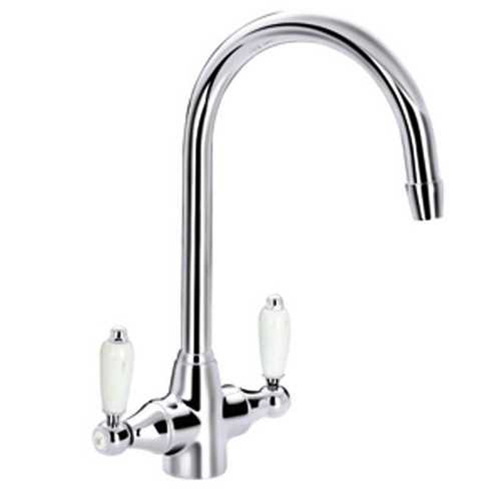 Traditional Swivel Spout Victorian Elizabeth Kitchen Mixer Tap Chrome ...