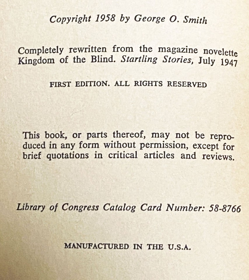 George O Smith / PATH OF UNREASON 1st Edition 1958 | eBay
