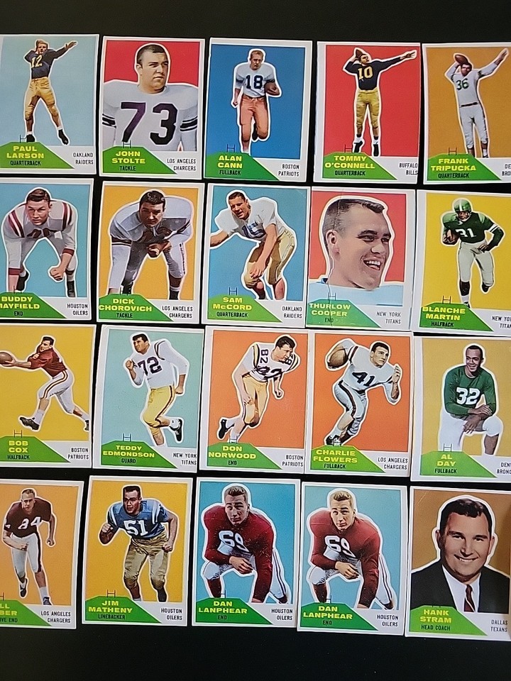1960 Fleer Football Cards - 34 Card Lot - Most EX to EXMT - W/ George ...