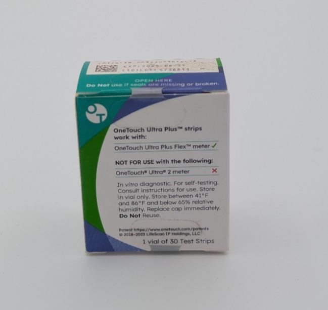 One Touch Ultra Plus Blood Glucose Test Strips 2 Boxes 30 Strips Ea Box ...