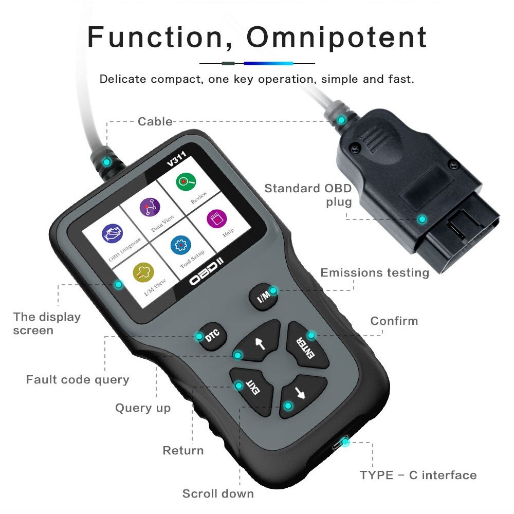 V311 OBD2 Auto Fault Code Reader Scanner Car Diagnostic Scan OBDII Tool ...