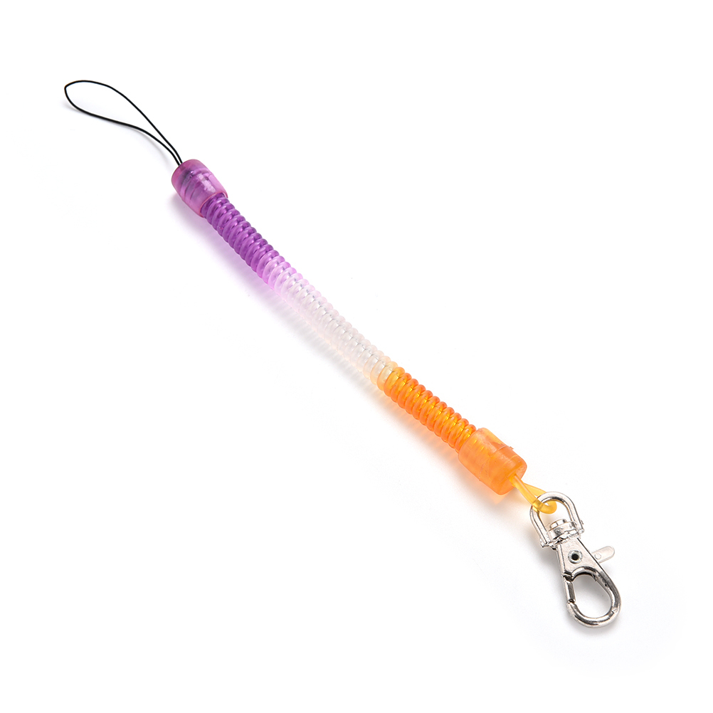 2X Retractable Plastic Spring Coil Spiral Stretch Key Ring Chain ...