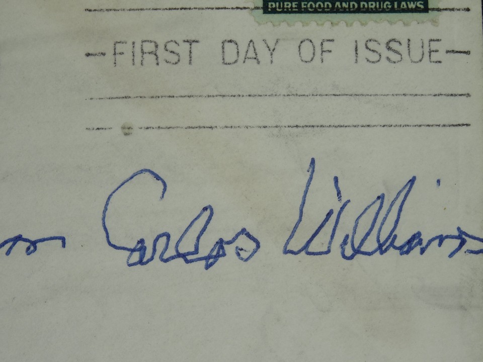 WILLIAM CARLOS WILLIAMS 1956 SIGNATURE AUTOGRAPH on FIRST DAY ISSUE ...