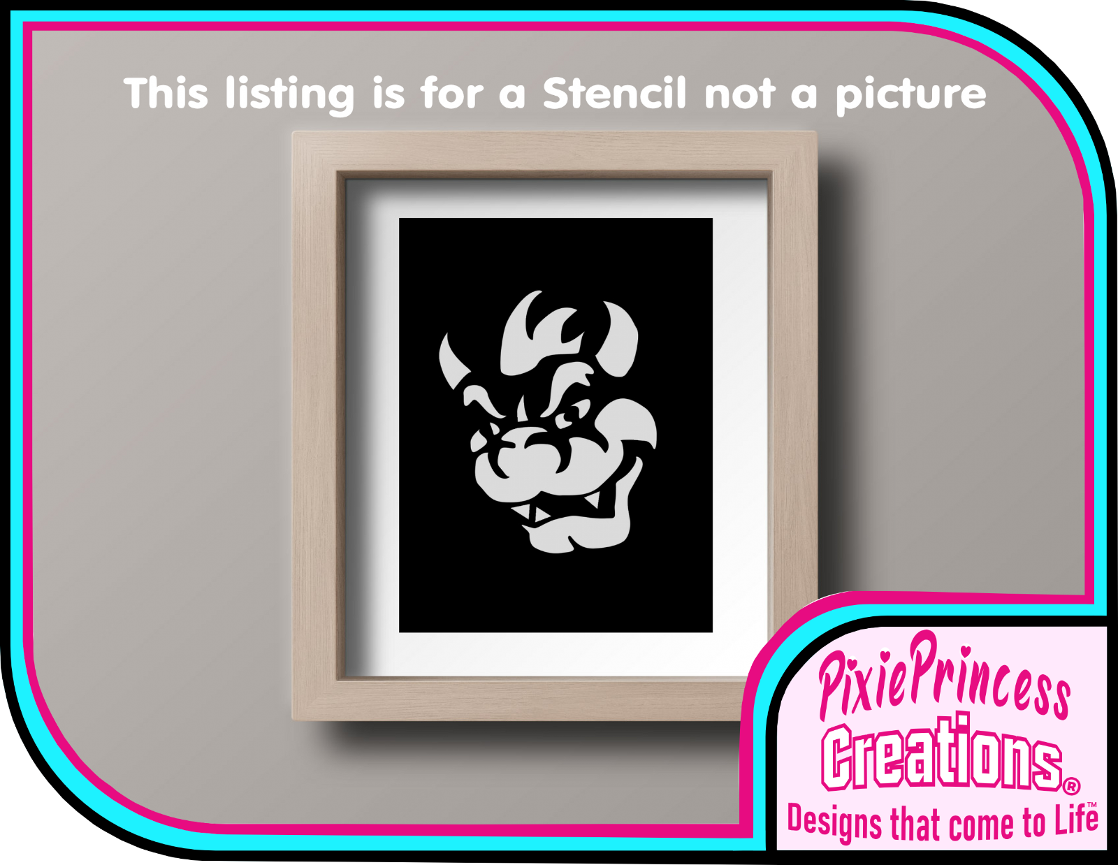Bowser B Mario Nintendo Stencil Reusable Airbrush Crafts Paint Wall ...