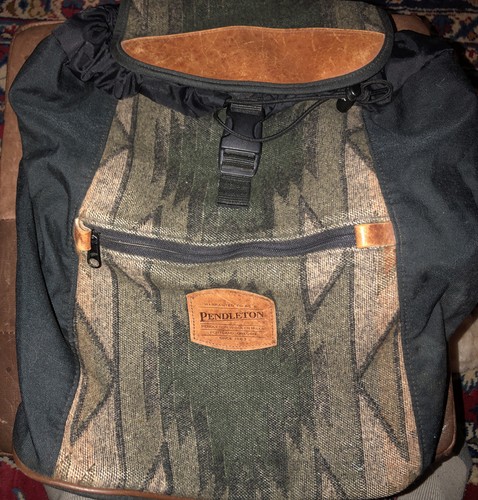 Pendleton Aztec Wool Leather Western Wear Two Strap Barrel Backpack Bag ...