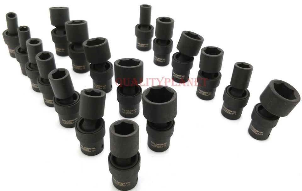 18pc 1/4" Drive Universal Ball Swivel Impact Socket Set SAE & METRIC | eBay