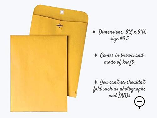 9x6 Clasp Envelopes 28Lbs Kraft Paper Gummed Closure for Mailing ...