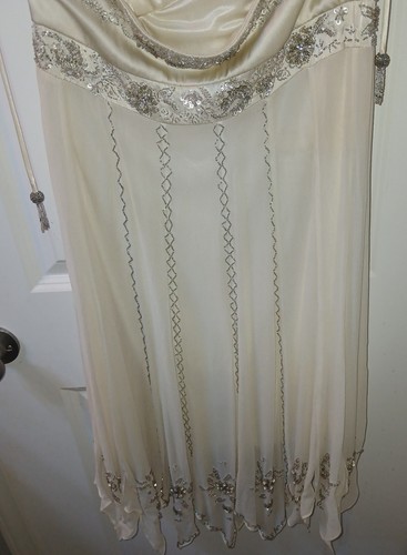 100% Silk Sparkly Party/Prom Ivory Cache Dress | eBay