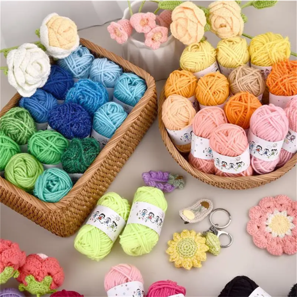 12X Mixed Yarn Wool Job Lot Knitting Crochet Squares Pompom Crafts Toys ...