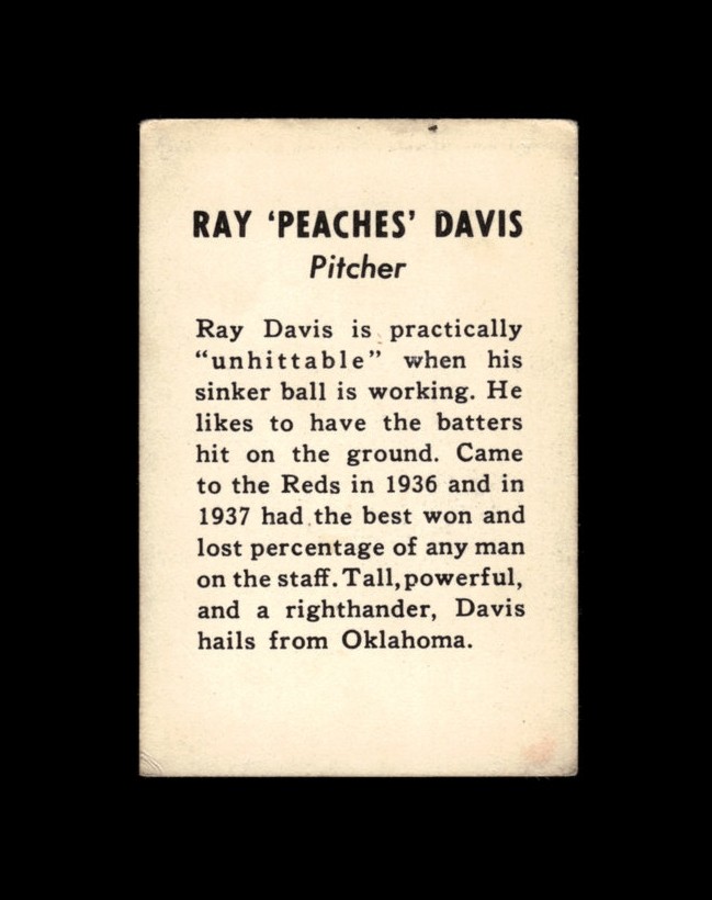 1938-39 Reds Orange/Gray W711-1 Set-Break # 7 Ray(Peaches) Davis VG ...