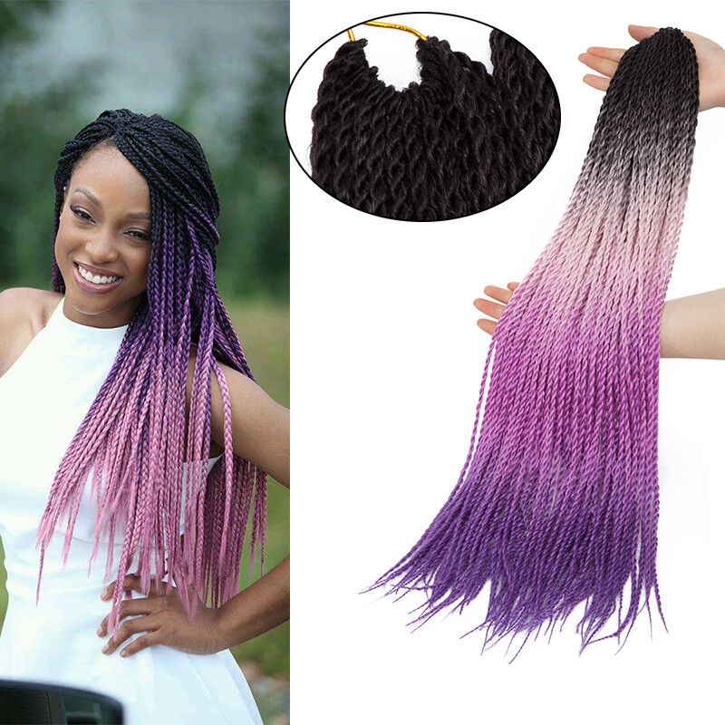Rainbow Box Braids Pigtail Ponytail Wrap Ponytail Twist Braiding Hair ...