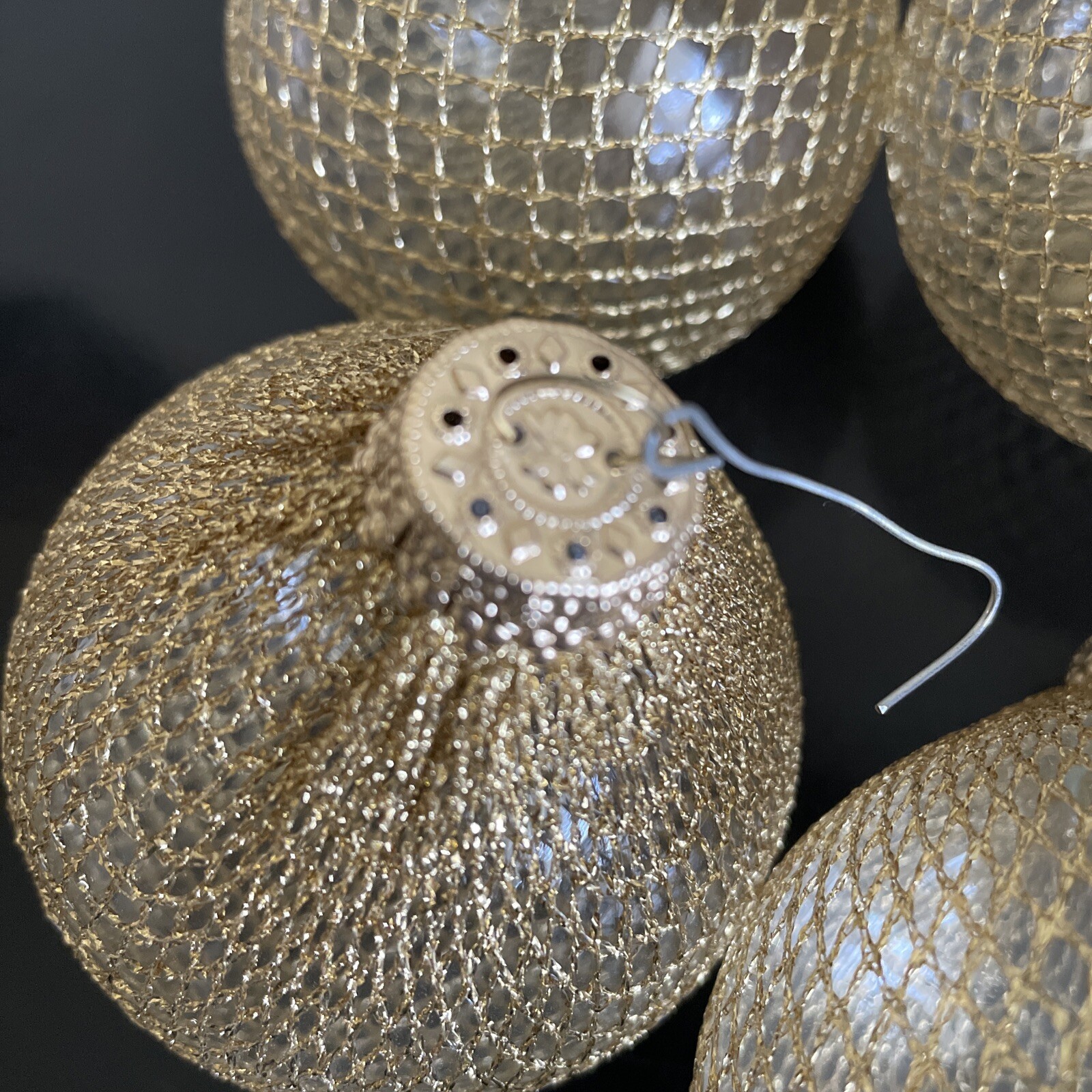Vintage Christmas Glass Bulb Gold Mesh Netting Ornament Set Of (6) | eBay