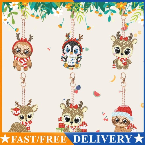 6PCS Double Sided Full Drill Keyring Diamond Painting Keychain (Small ...