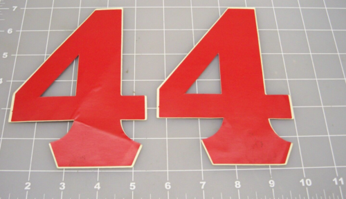 NUMBER 4 STICKERS 6" RED VINYL 2 QUANTITY VINTAGE RACING SCORING FREE ...