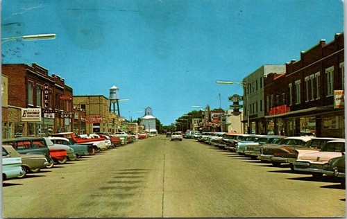 Vintage Postcard Cars Parked Along a Main Street Burlington Colorado ...