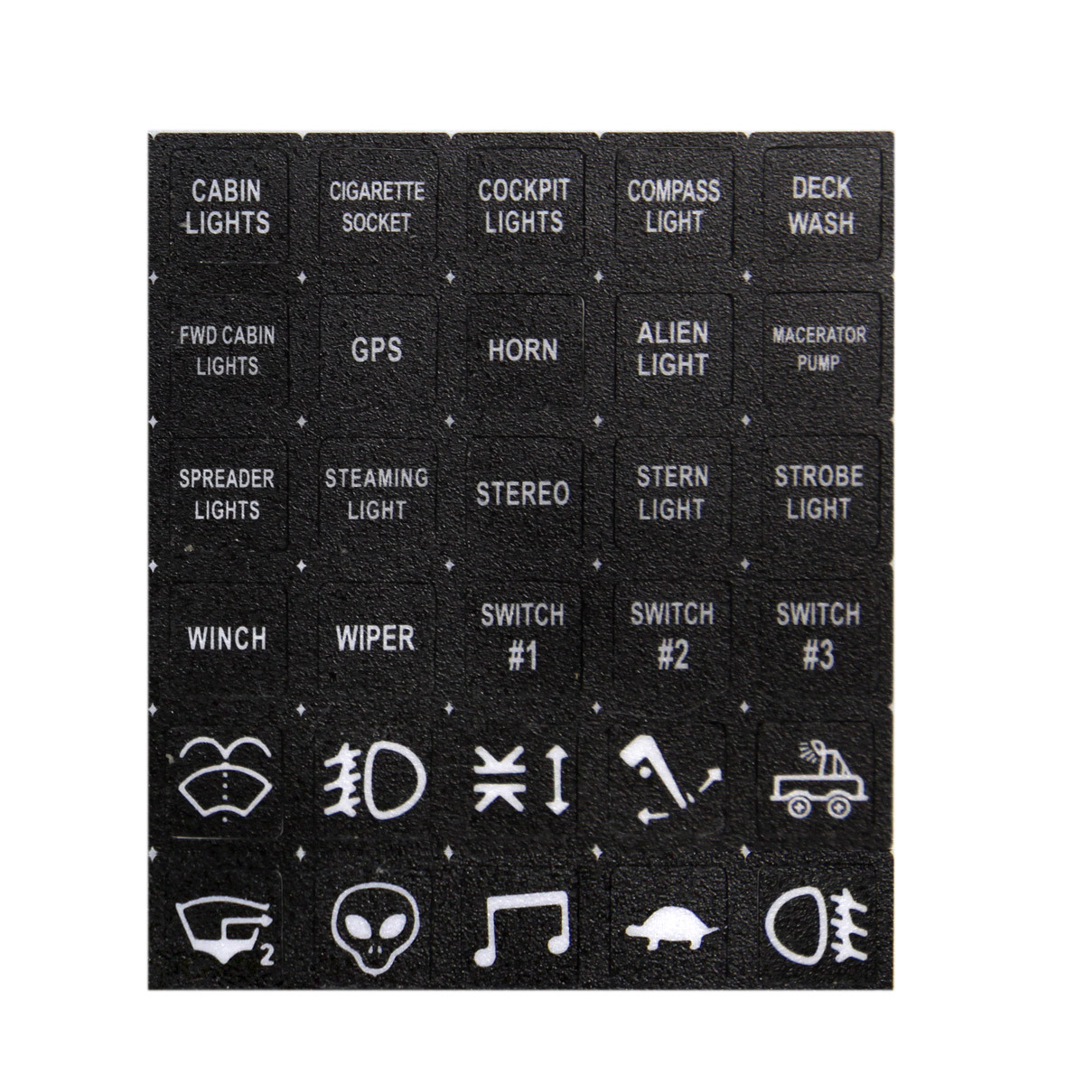 Rocker Switch Panel Labels Graphics