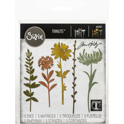 Sizzix Thinlits Tim Holtz Wildflower Stems #1 5 Dies 664163 Mixed Media | eBay