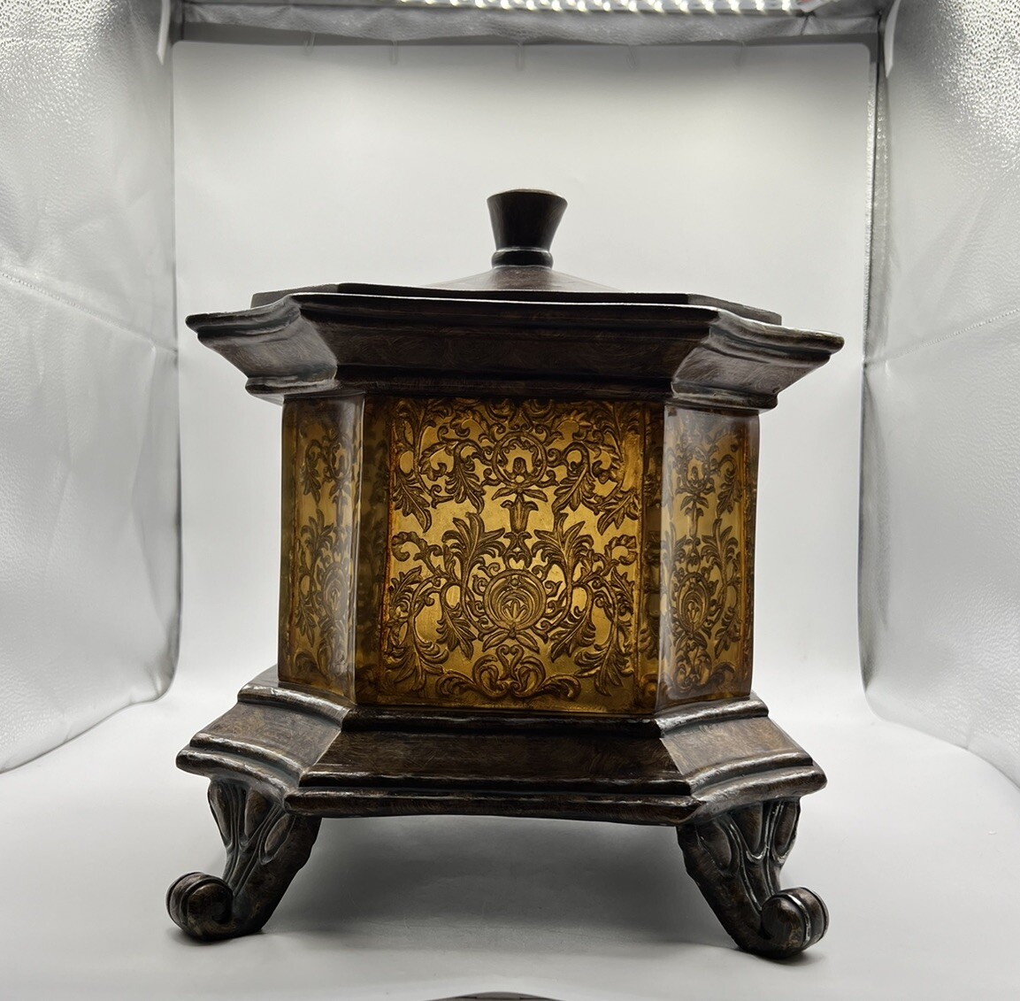 Decorative Octagonal Wood Lacquered Box Large With Lid Heavy 11x11x14 ...