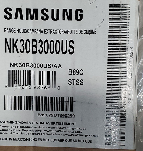 Samsung - 30" Under Cabinet Range Hood - Stainless steel - NK30B3000US ...