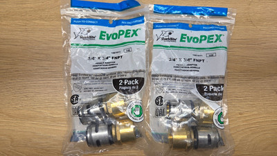 (4 Total Lot) SharkBite EvoPEX 3/4" x 3/4" FNPT Female Adapter 2 Bags ...