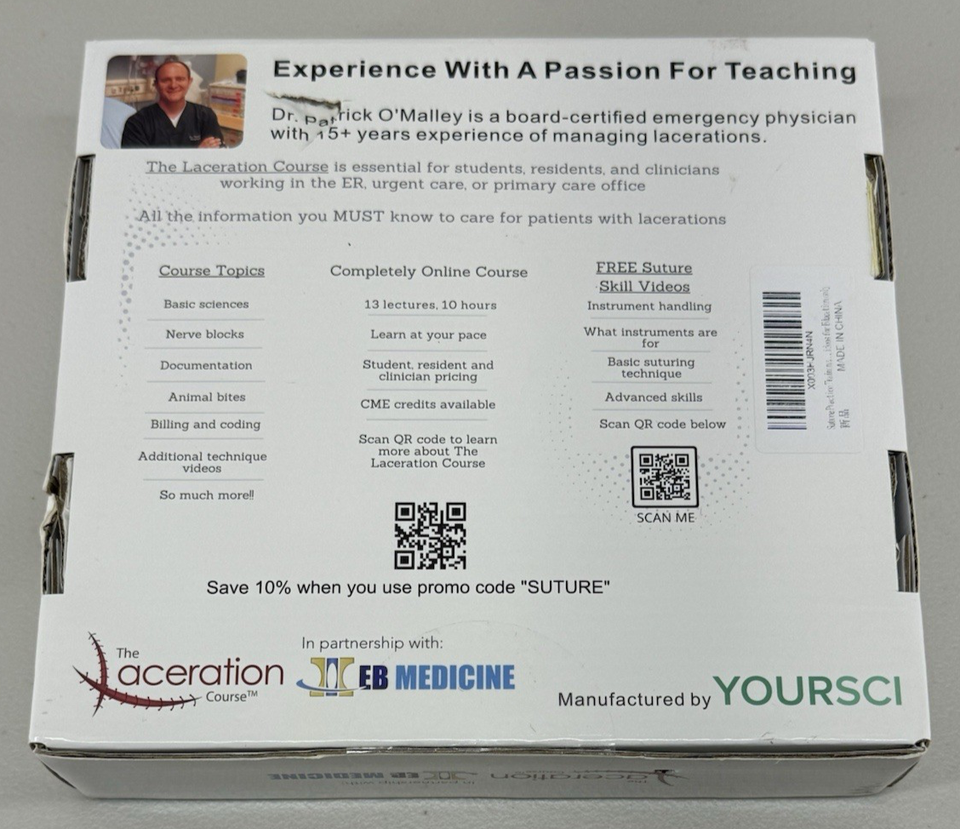 Suture Practice Kit EB Medicine The Acceleration Course ER Nurse Doctor ...