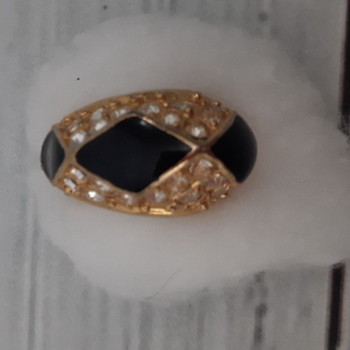 Earrings C-Hoop Black Enamel Gold Tone Pave Rhinestone Statement ...
