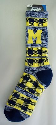 Michigan Wolverines Men's Socks Large Size 10 to 13 Double Plaid | eBay