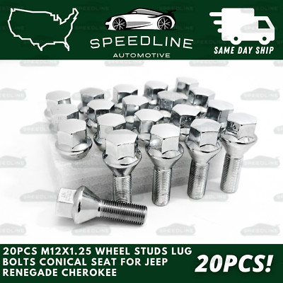 20PCS M12X1.25 Wheel Studs Lug Bolts Conical Seat for Jeep Renegade ...