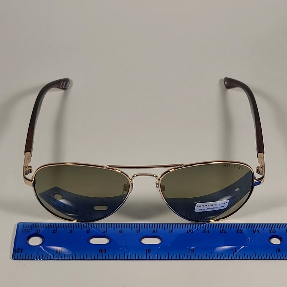 Tommy Hilfiger Benjamin Aviator Sunglasses Brown Tortoise Frame Gold ...