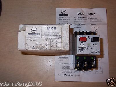 CGE GENERAL ELECTRIC MKE MANUAL MOTOR STARTER IEC 292-1 CEI 337 VDE ...