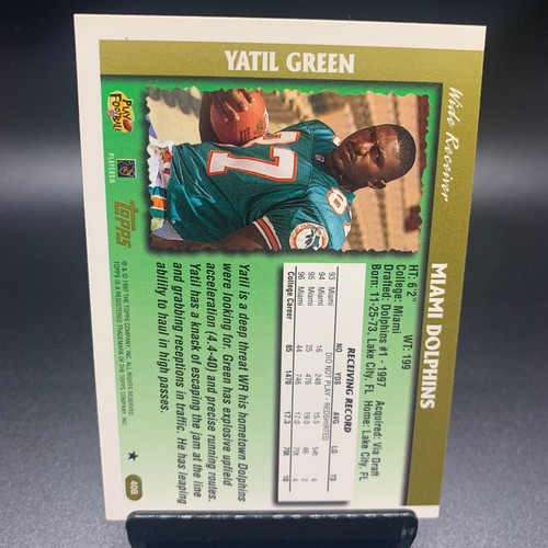 1997 Topps Football #408 Yatil Green Rookie RC Miami Dolphins Miami ...