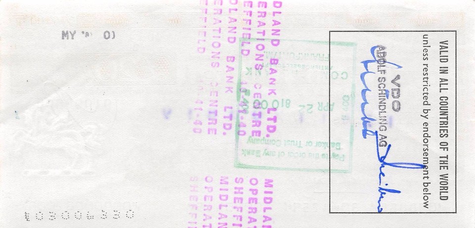G.B/ Lloyds Bank London 20 Pounds Traveller Cheque 15.4.1981 circulated ...