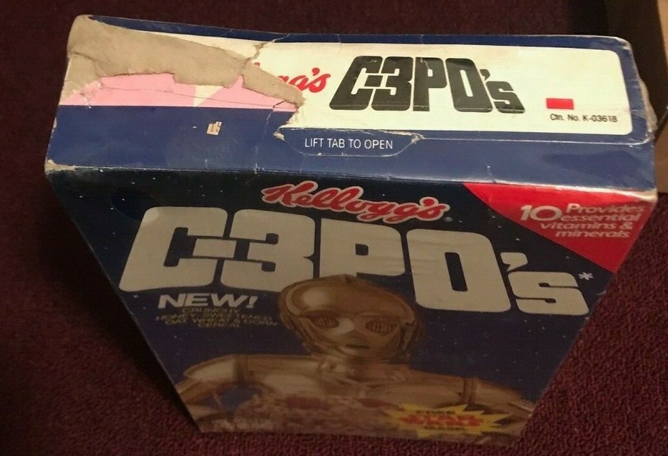 Star Wars C3PO's cereal box free yoda mask empty Kelllog's K-0361B C ...