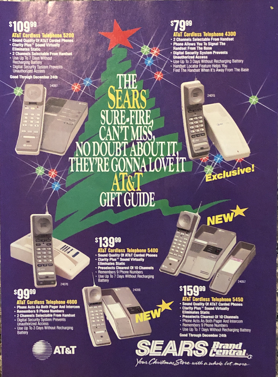 PRINT AD 1990 Sears Christmas AT&T Gift Guide Brand Central 4-Page ...