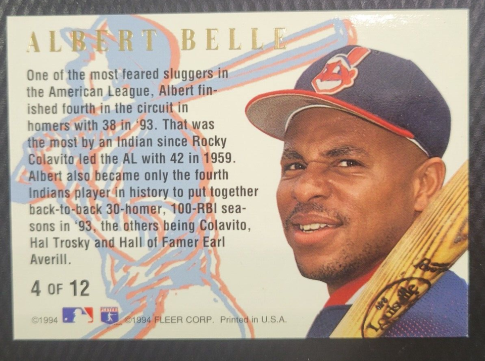 1994 Fleer Ultra ALBERT BELLE Cleveland Indians HOMERUN KINGS Series ...