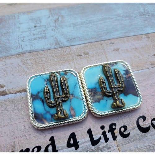 Cactus turquoise screwback concho leather embellishments, custom ...
