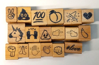 Emoji Rubber Stamp Set 18 pieces | eBay