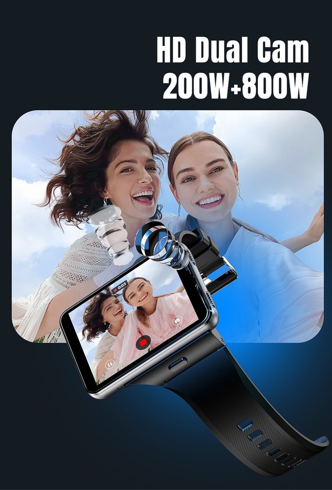 2.88" Larger Screen 4G Smart Watch Android 11 Dual Camera WIFI GPS SIM ...