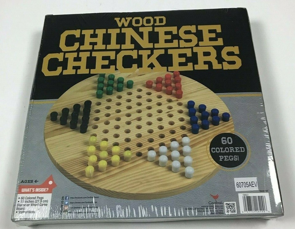 Cardinal Wood Chinese Checkers 60 Colored Pegs Age 4+ Players 2 To 6 | eBay