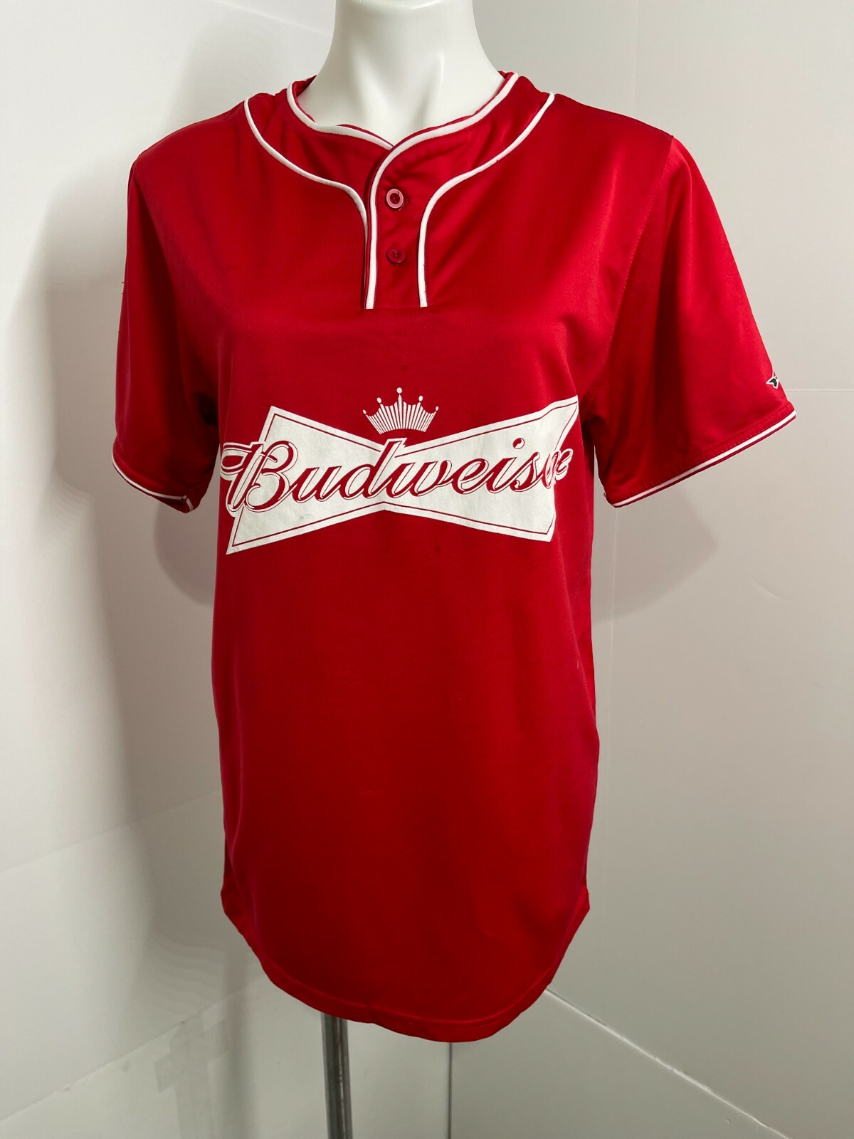 Budweiser Red Logo Baseball Jersey Shirt Alleson Athl… - Gem