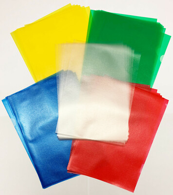 Coloured Plastic A4 Cut Flush Folders Filing Wallets Pockets Top + Side ...