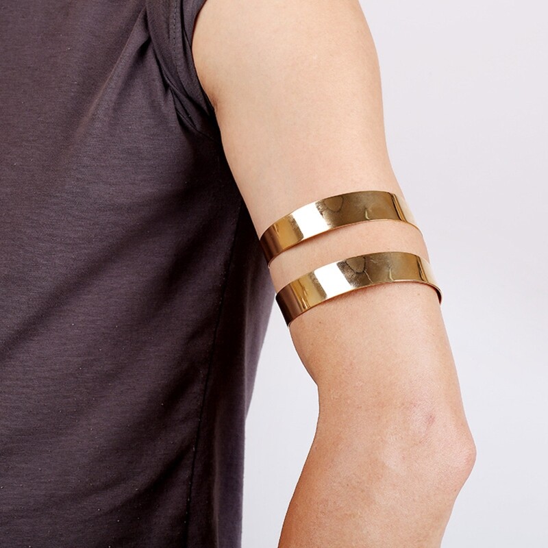 Simple Wide Coil Upper Arm Cuff Armlets for Girls Arm Bangle Adjustable ...