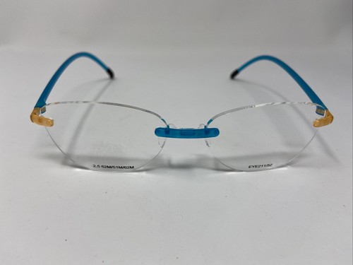 ITALEE EYEGLASSES FRAME READERS RIMLESS 2.5 62M/51M/62M TEAL EYE211/52 ...